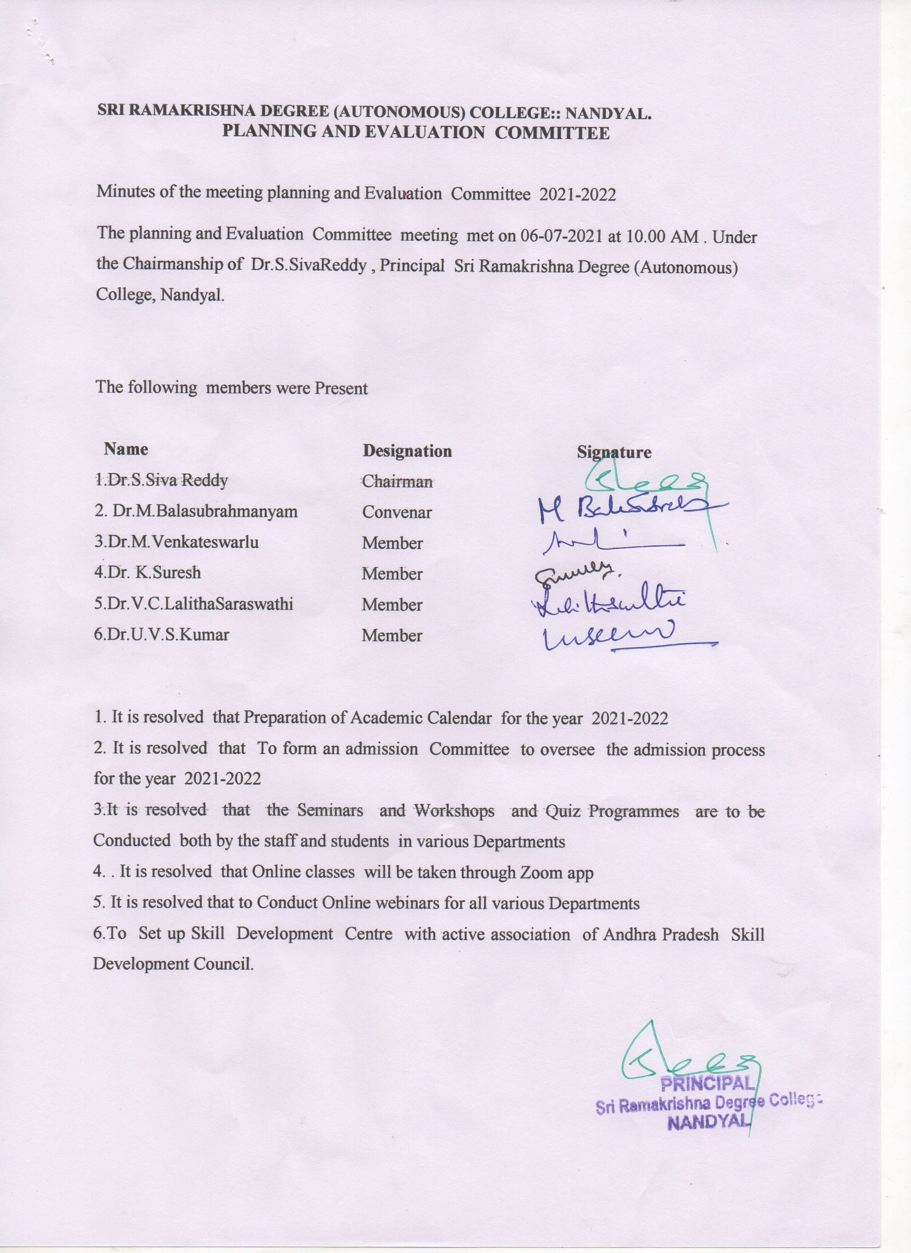 Planning and Evaluation Committee – SRKDC
